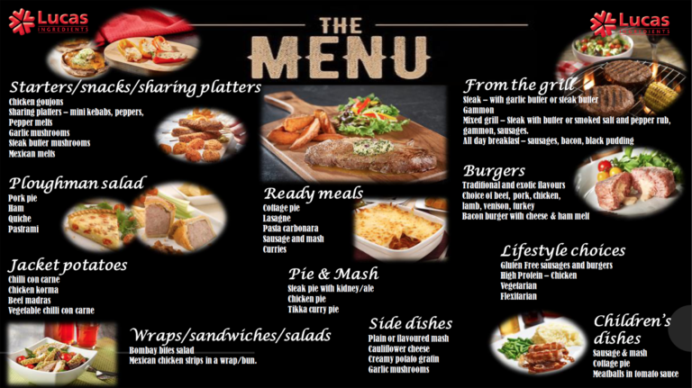 Eat Out at Home - with the Lucas Menu - Lucas Ingredients